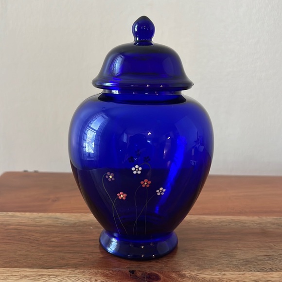Fenton | Accents | Vintage Fenton Hand Painted And Signed A Cobalt Blue ...
